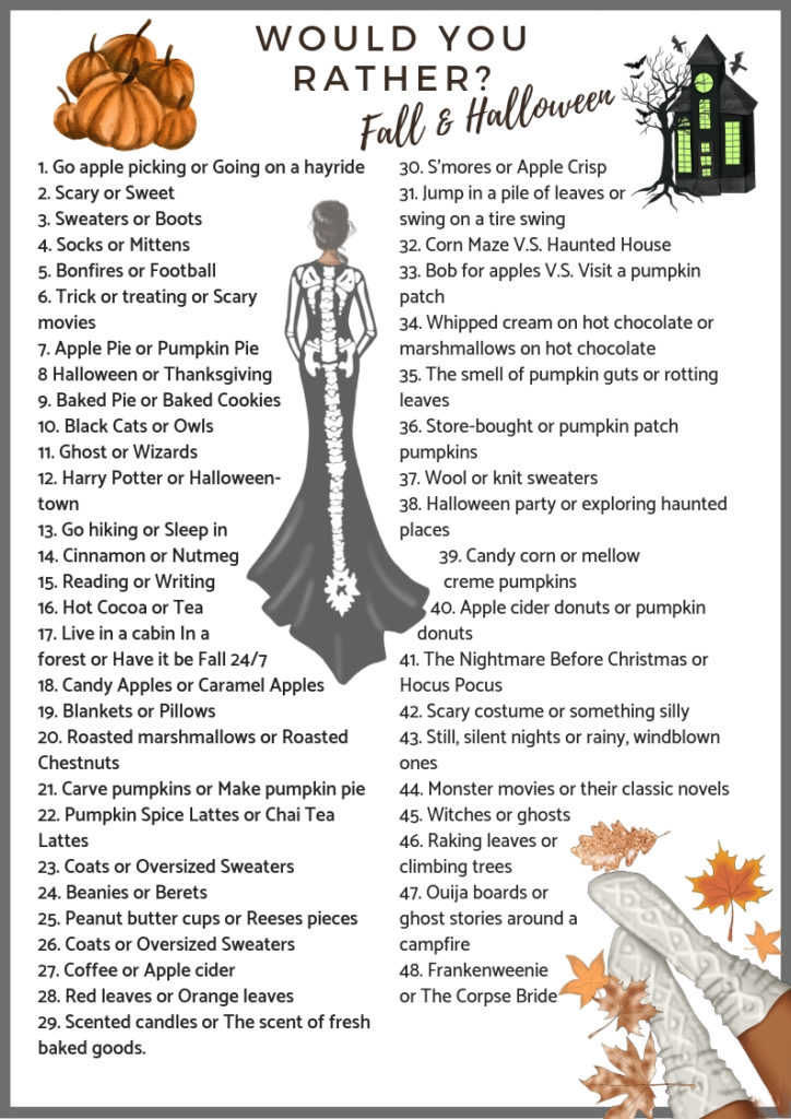 31 Days of Halloween: Day #5 ... Would You Rather: Fall & Halloween